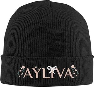 Generic Chapeau dHomme, Fleurs &eacute;l&eacute;gantes et Lettres noeuds pour Hommes, Bonnet tricot&eacute; Unisex, Bonnet, Cadeau de Cyclisme en ext&eacute;rieur Thermique Chaud dHiver