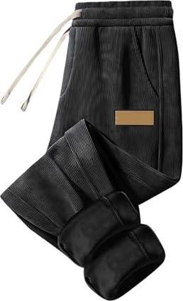 Generic Pantalon de jogging doubl&eacute; en polaire pour homme, pantalon dhiver en velours c&ocirc;tel&eacute;, pantalon de jogging &eacute;lastique, pantalon de surv&ecirc;tement &eacute;pais et d