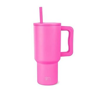 Simple Modern Thermobecher mit Strohhalm und Griff | Isolierter Edelstahl-Trinkbecher Eiskaffee-Reisebecher | Geschenke f&uuml;r Frauen und M&auml;nner | Trek | 890ml | Raspb