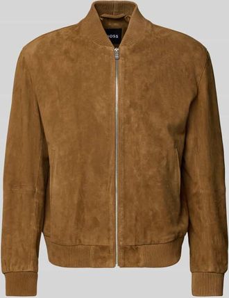 HUGO BOSS Regular Fit Lederjacke aus echtem Ziegenvelours Modell H-MULLER