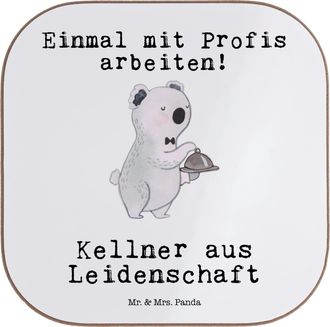 Mr. & Mrs. Panda Tischschoner Kellner Leidenschaft - Geschenk, Untersetzer f&uuml;r Gl&auml;ser, Tasse, Restaurant, Coaster, Tassen, Ausbildung, Servicekraft, Spruch, Tassenunte