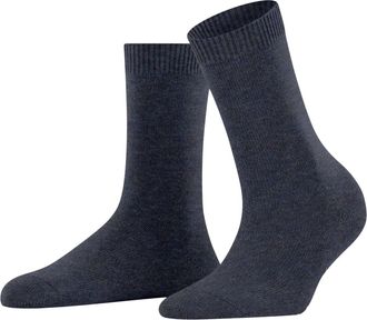 Falke Damen Socken Cosy Wool W So Wolle Kaschmir einfarbig 1 Paar, Blau Dark Blue Melange 6688, 39-42