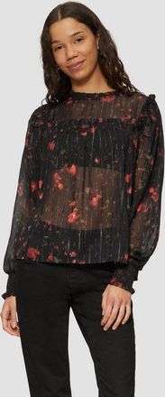 QS by s.Oliver Langarmbluse Bluse Transparente Chiffon-Bluse mit Glitzergarn