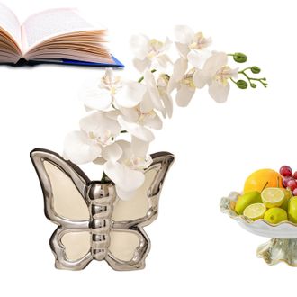 Generico Keramikvase, Vase mit Schmetterlingen f&uuml;r Blumen, Schreibtischdekoration, Dekoration f&uuml;r den Innenbereich, Bad, B&uuml;ro, Zuhause, Schlafzimmer, K&uuml;che, Wo