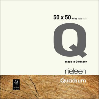 Nielsen Design Bilderrahmen, 50 x 50 cm, Holz, Reinwei&szlig;, Posterrahmen zum Aufh&auml;ngen im Hoch- & Querformat, Echtglas, Quadrum