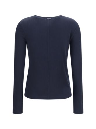 Max Mara Womens Ribbed Long-Sleeve Sweater Blu Marino Lyocell; Silk; Elastane