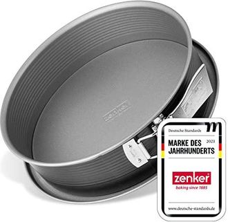 Zenker Springform mit Flachboden und Auslaufschutz - Hochwertige Backform für perfekte Kuchen und Torten, 2550 ml, hitzebeständig bis 230°C, Silber, 10.24
