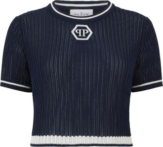 Philipp Plein Femme, Pulls, Bleu, Taille: 38 FR Pure Fit T-Shirt Hexagon