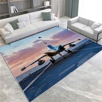 Generic Avion Chasse Tapis Salon 180 x 240 cm Lavable en Machine Antid&eacute;rapant Coucher Soleil Tapis, Descente de Lit Doux Poil Ras - Moquette de Salon Salle &agrave; 