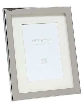 Deknudt Frames Deknudt S57MC1P1_13,0x18,0 Bilderrahmen, Metall, gl&auml;nzend, mit Passepartout, 18 cm, silberfarben