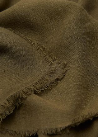 Mango Foulard lin bords effiloch&eacute;s kaki - Femme - Taille unique - MANGO