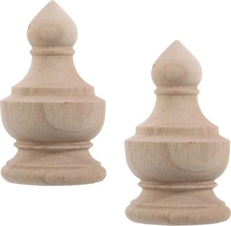 BESTONZON 2 St&uuml;ck Massivholz Finials Unlackiert Holzpfosten Abdeckkappen mit Handgeschnitztem Design f&uuml;r M&ouml;bel Treppen Zaunpfosten Innenbereich Dekorative Holza