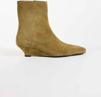 Asos Renata bottines habill&eacute;es &agrave; talon compens&eacute; en daim v&eacute;ritable olive-Vert