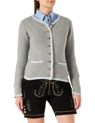 Stockerpoint Caro Damen Trachtenstrickjacke, Grau Hellblau, 40