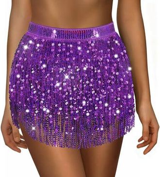 Generic Jupe unie en mousseline de soie pour femme - Jupe de danse bulle - Jupe courte - Jaune, lilas, taille unique