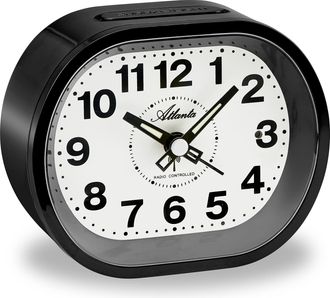 Atlanta Mocassin Großer Funkwecker Analog Licht Snooze Crescendo Zahlen - 1867/7 Schwarz