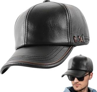 Generic Casquettes de baseball, en cuir synthétique pour moto, casque de baseball élégant et réglable pour homme, sports de plein air, y compris la pêche, la 