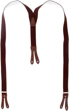 Harrys-Collection Hosenträger Knopfloch echte Lederpatten 11 Farben, Größen:120 cm, Farben:dunkelbraun
