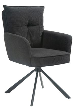 Novel Armlehnstuhl, Schwarz, Metall, Textil, Stativgestell, 60x95x67 cm, Handmade in China, Sitzfl&auml;che 180&deg; drehbar, Esszimmer, St&uuml;hle, Esszimmerst&uuml;hle, Arm