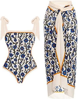 Generic Maillots De Bain Une Pieces Femme Sexy Abstrait Floral Imprimé 1 Pièce De Bain + 1 Pièce Cover UP Deux Pièces Imprimé Monokini Bikini 2 Pièces De Bain