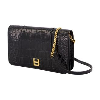 Balenciaga Womens Phone Pouch Card Holder - Balenciaga Leather Black Calfskin Accessories Card-Holder Bags / Clutches