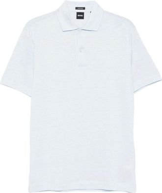 HUGO BOSS Homme, Tops, Bleu, Taille: 2XL Chemise Polo en Lin et Coton