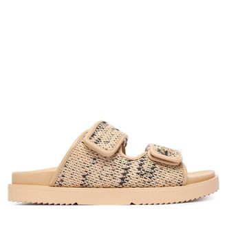 Tommy Hilfiger Pantoletten Tommy Hilfiger Double Strap Raffia FW0FW09122 Beige