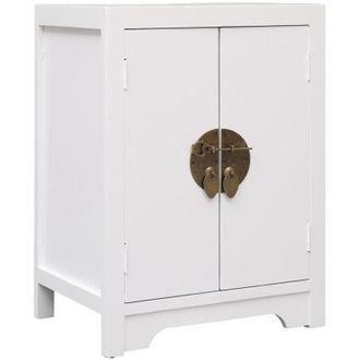 vidaXL Vidaxl - Table de chevet blanc 38 x 28 x 52 cm - Bois de paulownia - 2 portes - Style asiatique - Facile &agrave; nettoyer