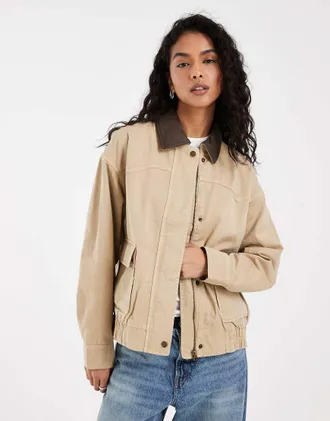 Levi's veste western Winnie coupe dad avec col contrastant beige-Bleu
