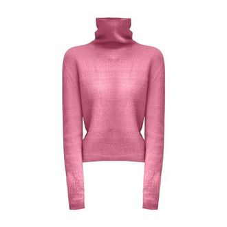 Generic Pull &agrave; col montant pour femme - Haut en laine avec d&eacute;coupe - Pour int&eacute;rieur et ext&eacute;rieur - Cadeau de No&euml;l, rose, S