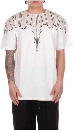 Marcelo Burlon Homme, Tops, Blanc, Taille: S Logo Frontale T-shirt