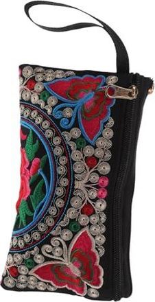 Beaupretty Sac &agrave; Main Brod&eacute; Style Chinois Pochette Vintage Soir&eacute;e Femme &Eacute;l&eacute;gante Pochette Ethnique pour Mariage et C&eacute;r&eacute;monie