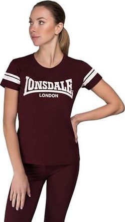 Lonsdale Killegray T-Shirt Loisirs, Oxblood/Blanc, XXL Femme