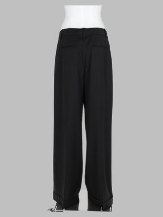 Ganni Wide-Leg Wool Trousers - Black