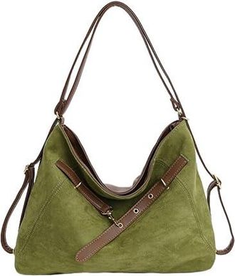 Generic Sac fourre-tout tendance en daim pour femme - En forme de croissant - En cuir souple - Style r&eacute;tro - Pour le travail et les voyages, 008-vert (sac sim