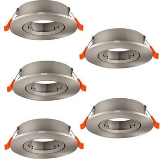 Eglo 5er Set Einbaustrahler Barranco, Spot Deckenleuchte schwenkbar, runder Einbauspot ohne Leuchtmittel, Deckenstrahler aus Kunststoff in Silber, GU10 Fas