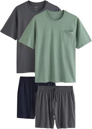 Next Homme Ensemble Pyjama Short en Jersey, Lot de 2 Sage Green/Slate Grey S