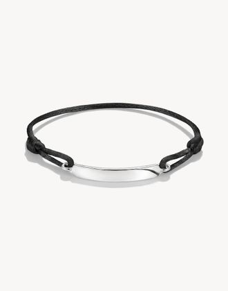 Thomas Sabo bracelet textile gravable noir en argent, noir-Argent&eacute;