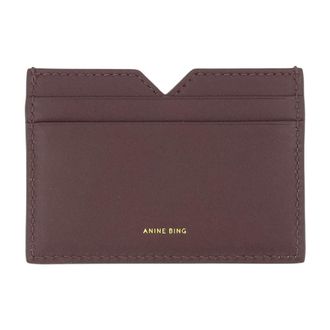 Anine Bing Womens Calli Card Holder - Anine Bing Leather Burgundy Calfskin Accessories Card-Holder