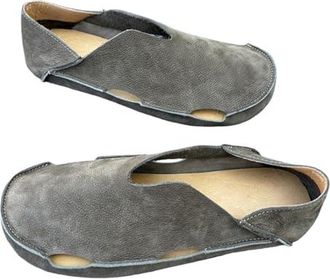 Generic Mocassins Penny Mocassins doux et respirants faits &agrave; la main en cuir v&eacute;ritable &agrave; enfiler pour homme, gris, 38 2/3 EU