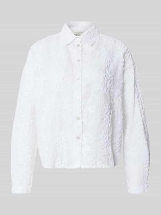 Christian Berg Baumwollbluse mit Blumen 3D Applikation