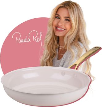 Fackelmann x Pamela Reif Bratpfanne &Oslash; 28 cm - aus recyceltem Aluminium mit PFAS-freier keramischer Beschichtung, Pastell-Beige, f&uuml;r alle Herdarten geeignet