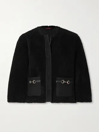 Gucci Verkürzte Jacke Aus Shearling Mit Horsebit-detail - Schwarz