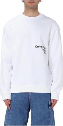 Calvin Klein Homme, Sweatshirts et sweats à capuche, Blanc, Taille: L Crew Neck SweaT-shirt Graphic Print