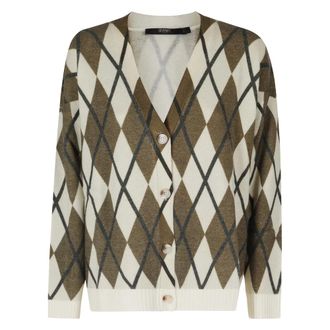 Seventy Cardigan &agrave; motif losanges - Femme - Pulls - Vert - Taille: 40 FR