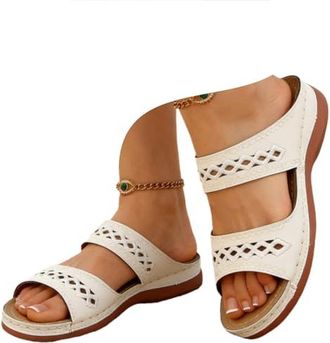 Generic Sandales orthop&eacute;diques pour femme &agrave; talon compens&eacute; - Bout ouvert - Soutien de la vo&ucirc;te plantaire - Plateforme &eacute;paisse brod&eacute;e - Sandales confortables c