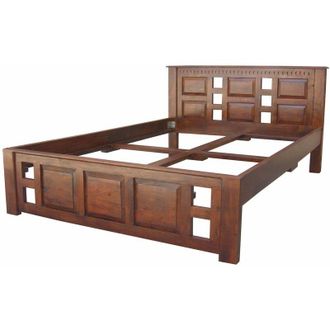 Massivmoebel24 Bett Akazie 140x200x90 nougat lackiert oxford 251
