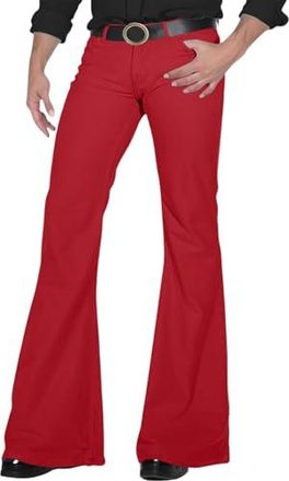 Generic Pantalon de style disco des ann&eacute;es 70 pour homme, pantalon cloche des ann&eacute;es 60 et 70, pantalon vintage en jean pour homme, bordeaux, S