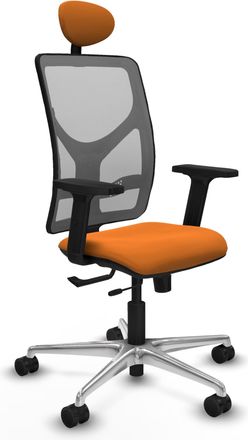 Piqueras y Crespo B&uuml;rostuhl mit 2D-Armlehnen, h&ouml;henverstellbare Lendenwirbelst&uuml;tze und festes Kopfteil, ausgestattet mit Syncro/Traslack und Schneideschaum, Grau/Orange