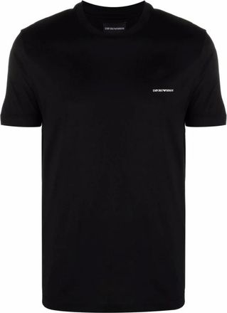 Emporio Armani Homme, Tops, Noir, Taille: 2XL T-shirt &agrave; col rond avec logo imprim&eacute;